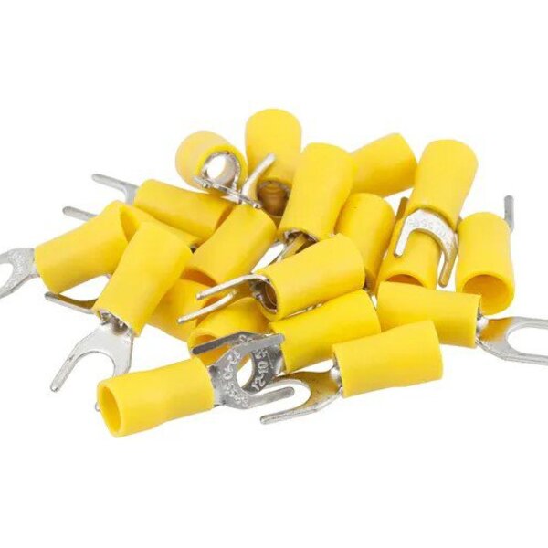 Terminal Tipo Garfo 4mm Para Cabo 4mm A 6mm 36a 100 Peças Amarelo ...