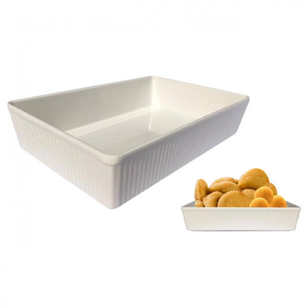 Tigela Retangular 20 Cm Estriada Branco Em Melamina | Leroy Merlin