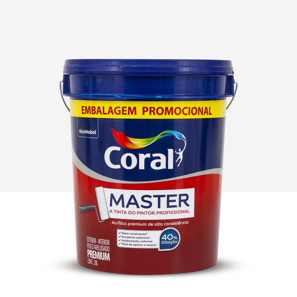 Tinta Acrílica Fosca Aveludado Master Premium Interno e Externo Branca 20L Coral | Leroy Merlin