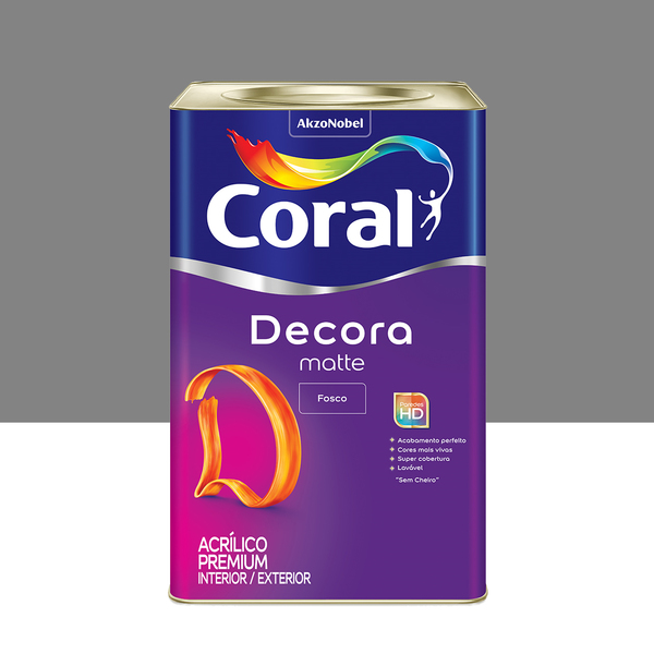Tinta Acrílica Fosca Premium Decora Imensidão Cinza 18L Coral | Leroy ...
