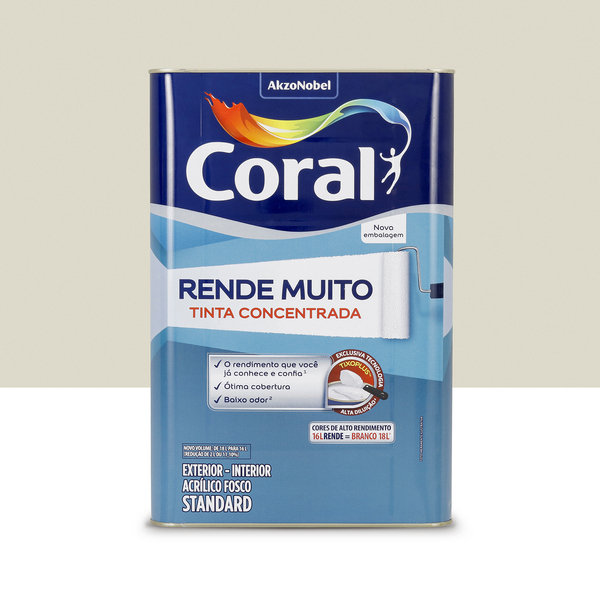 Tinta Acrílica Fosca Rende Muito Standard Interior e Exterior Branco Gelo 16 L Coral | Leroy Merlin