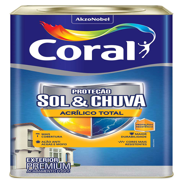 Tinta Acrílica Fosca Proteção Sol & Chuva Premium Exterior Areia 18 L ...