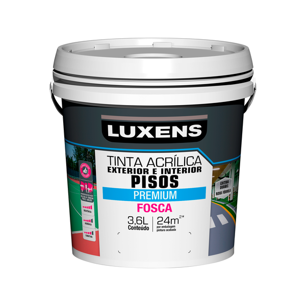 Tinta Acrílica para Piso Fosca Premium Cinza 3,6L Luxens | Leroy Merlin