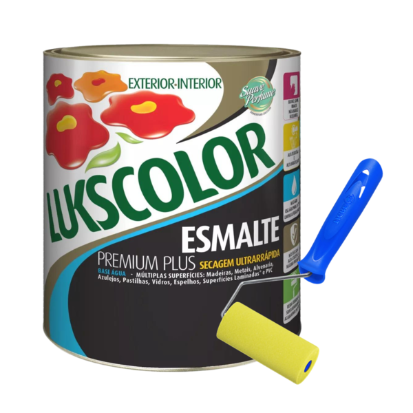 Tinta Esmalte Fosco Base Água Preto 900ml Luks + Rolo 09cm | Leroy Merlin