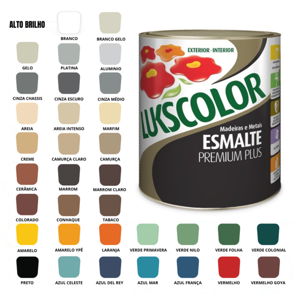 Tinta Esmalte Sintetico Brilhante 900ml Lukscolor Cores Platina | Leroy ...