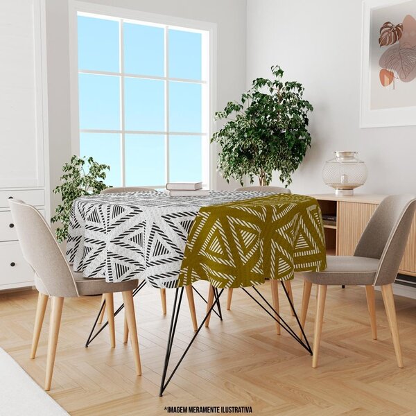 Toalha De Mesa Redonda Para 4 Lugares Triângulos Boho 1.45m Único ...