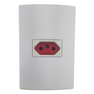 Tomada 2p + T Com Placa 4x2 Modular 20a Fundo Vermelho | Leroy Merlin