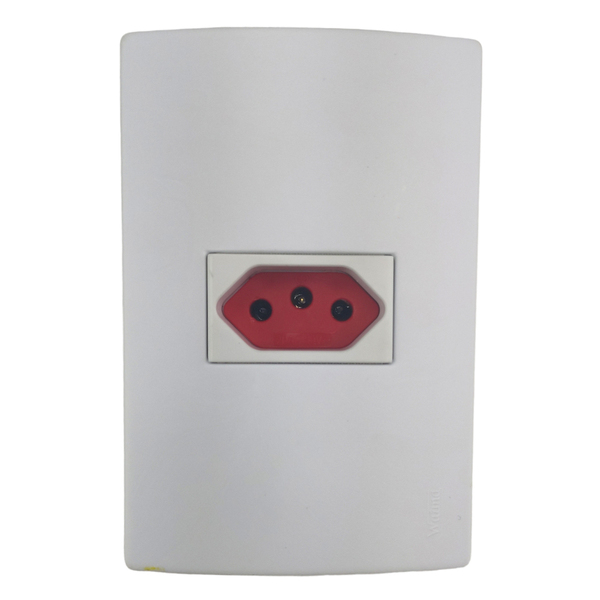 Tomada 2p + T Com Placa 4x2 Modular 20a Fundo Vermelho | Leroy Merlin