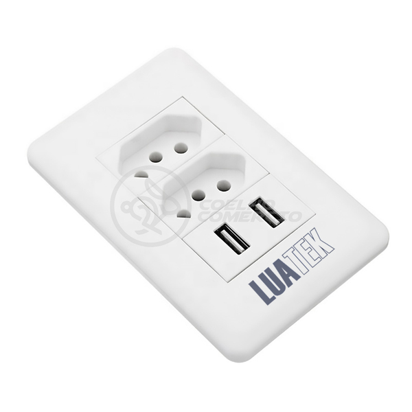 Tomada De Parede 2 Entrada Fonte 2 Usb 5v Smart House Casa Inteligente ...