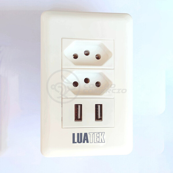 Tomada De Parede 2 Entrada Fonte 2 Usb 5v Smart House Casa Inteligente ...