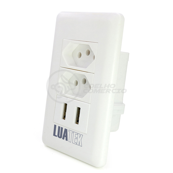 Tomada De Parede 2 Entrada Fonte 2 Usb 5v Smart House Casa Inteligente ...