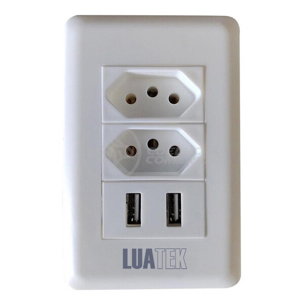 Tomada De Parede 2 Entrada Fonte 2 Usb 5v Smart House Casa Inteligente ...
