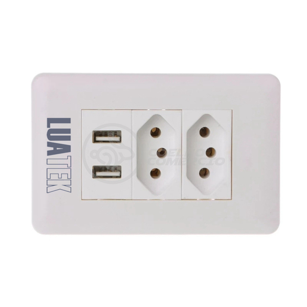 Tomada De Parede 2 Entrada Fonte 2 Usb 5v Smart House Casa Inteligente ...