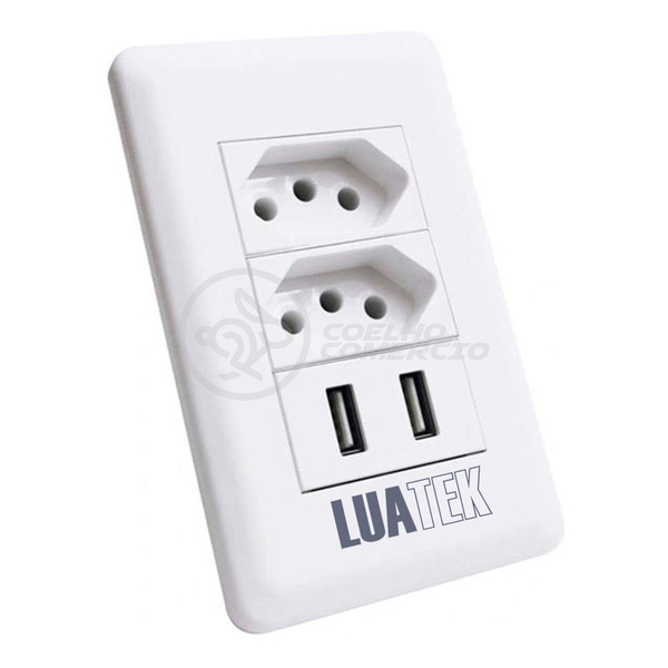 Tomada De Parede 2 Entrada Fonte 2 Usb 5v Smart House Casa Inteligente ...