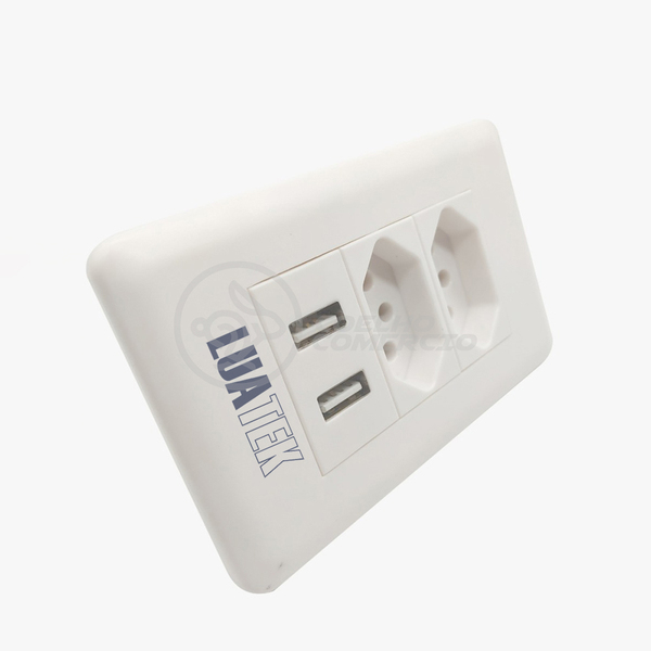 Tomada De Parede 2 Entrada Fonte 2 Usb 5v Smart House Casa Inteligente ...