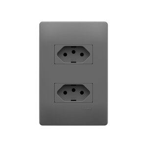 Tomada Dupla Fame Habitat Onix 2p+t 20a Com Placa 4x2 Onix | Leroy Merlin
