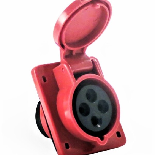 Tomada Industrial Embutir Ip44 16a 3p+t 380/440vca Vermelho 6h Tes-4046 ...