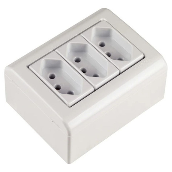 Tomada Tripla 20a/250v Sobrepor Tramontina Lizflex Branca | Leroy Merlin