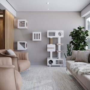 Torre Para Gatos Tom Branca - 3 Prateleiras Com Sisal 70cm De ...