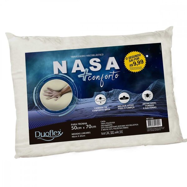 Travesseiro Nasa Em Poliéster 62x46cm Duoflex | Leroy Merlin