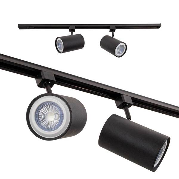 Trilho Eletrificado 1m + 2 Spot Preto + 2 Led Par30 Branco Frio St2335 ...