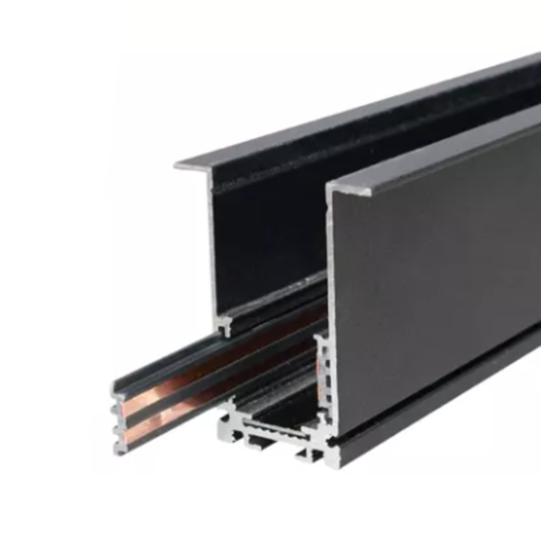 Trilho Magnético Eletrificado Embutir 1,5 Metros E Presilhas Preto ...