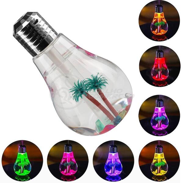 Umidificador De Ar Em Formato De Lâmpada Usb Com Luz Led Rgb Difusor ...