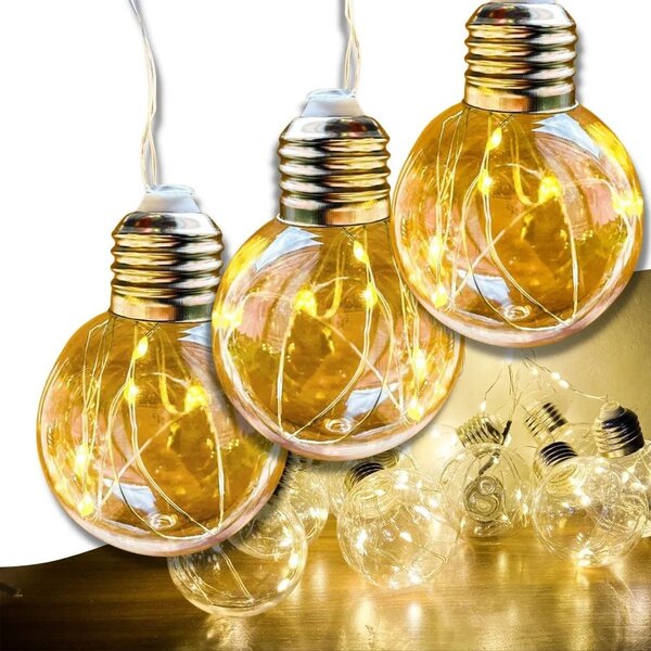 Varal Cordão Fio De Luzes 10 Lâmpadas De Led 4,6m 220v Foco ...