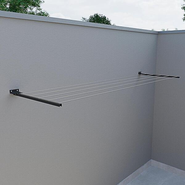Varal De Roupas Suspenso Retrátil Aço Parede/muro 5 Metros Aurora ...