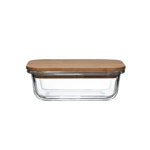 Vasilha Retangular De Vidro Com Tampa De Bambu 370ml | Leroy Merlin