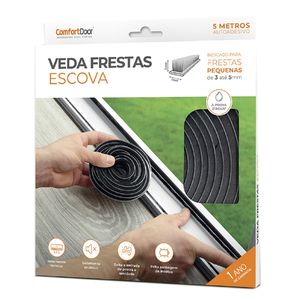 Veda Fresta Adesivo "Escova" Cinza 500cm para Vão 3|5mm | Leroy Merlin